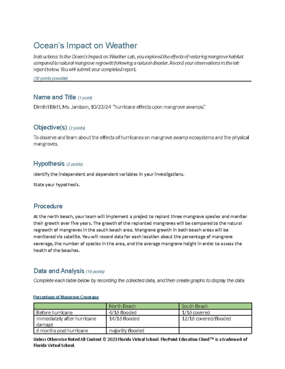 2.03 lab dimitri blett - Virtual Lab explaining mangrove replanting ...