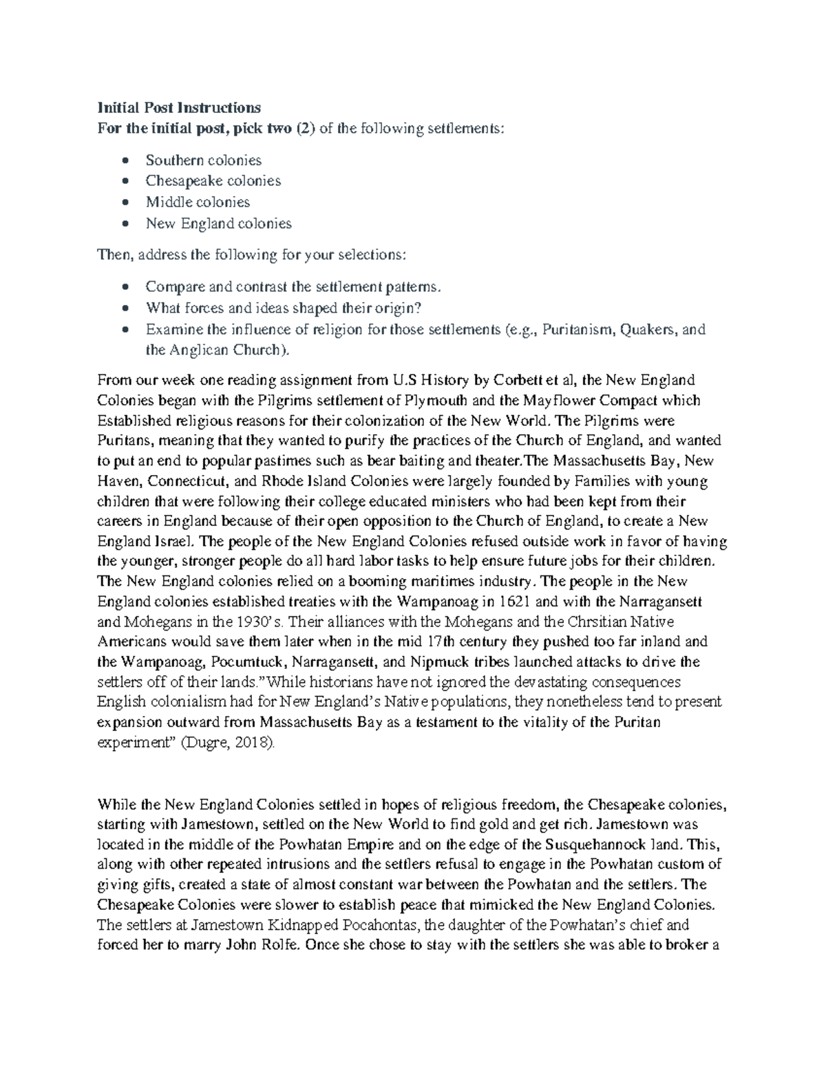 Discussion week 1 - Initial Post Instructions For the initial post ...