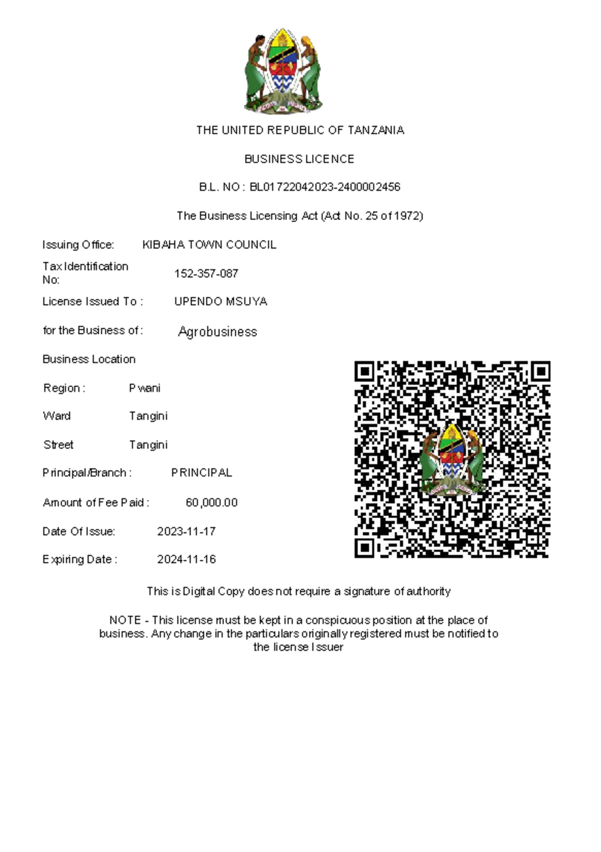 Upendo leseni - study notes - THE UNITED REPUBLIC OF TANZANIA BUSINESS ...