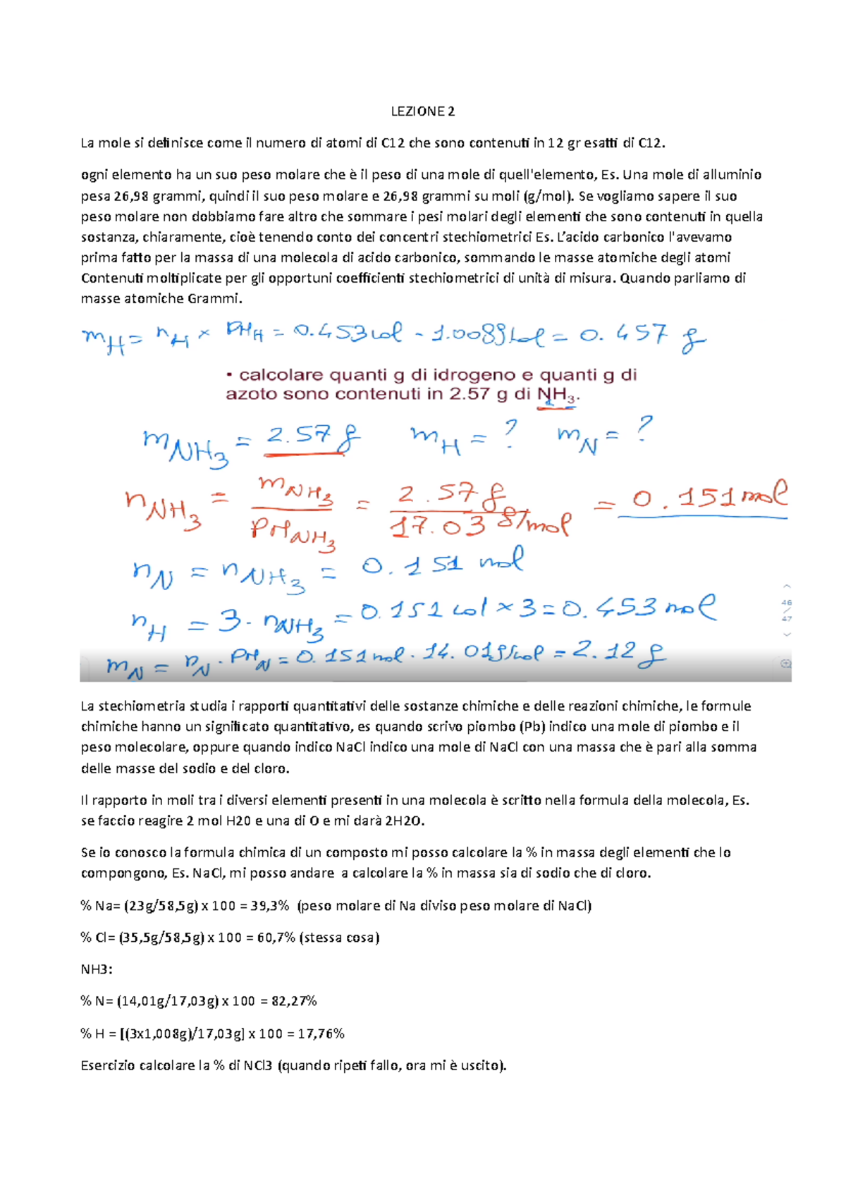Lezione 3 (2020-11-02) - LEZIONE 2 La mole si definisce come il numero ...
