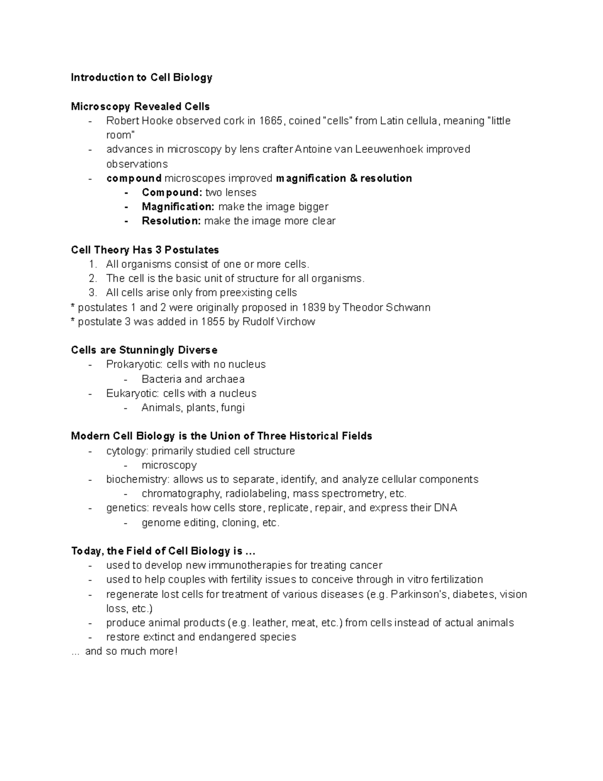 Introduction to Cell Biology - Introduction to Cell Biology Microscopy ...