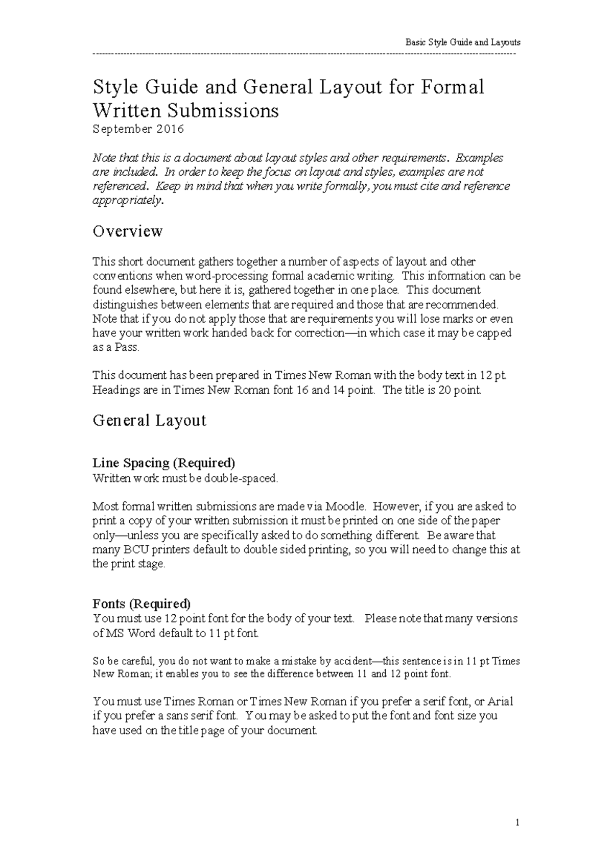 Essay layout guide 2018 - Style Guide and General Layout for Formal ...