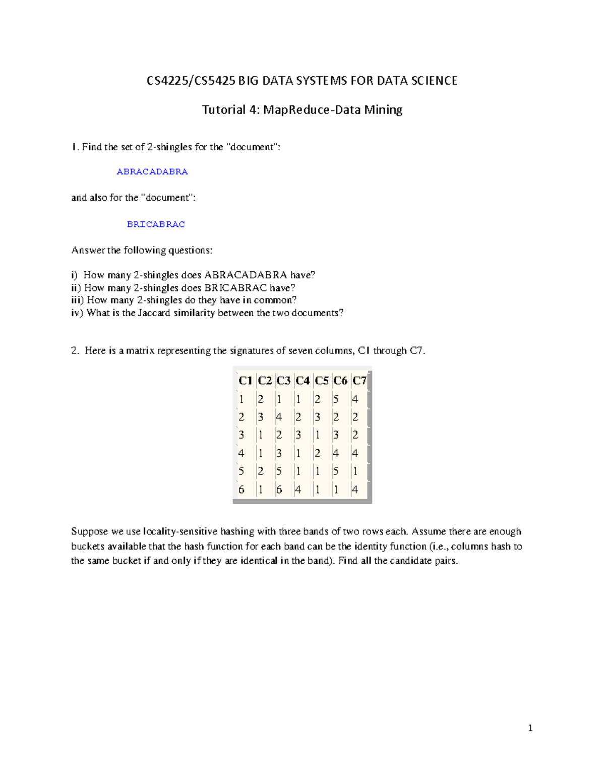 Tutorial 4 - 1 CS4225/CS5425 BIG DATA SYSTEMS FOR DATA SCIENCE Tutorial 4: MapReduce-Data Mining ...