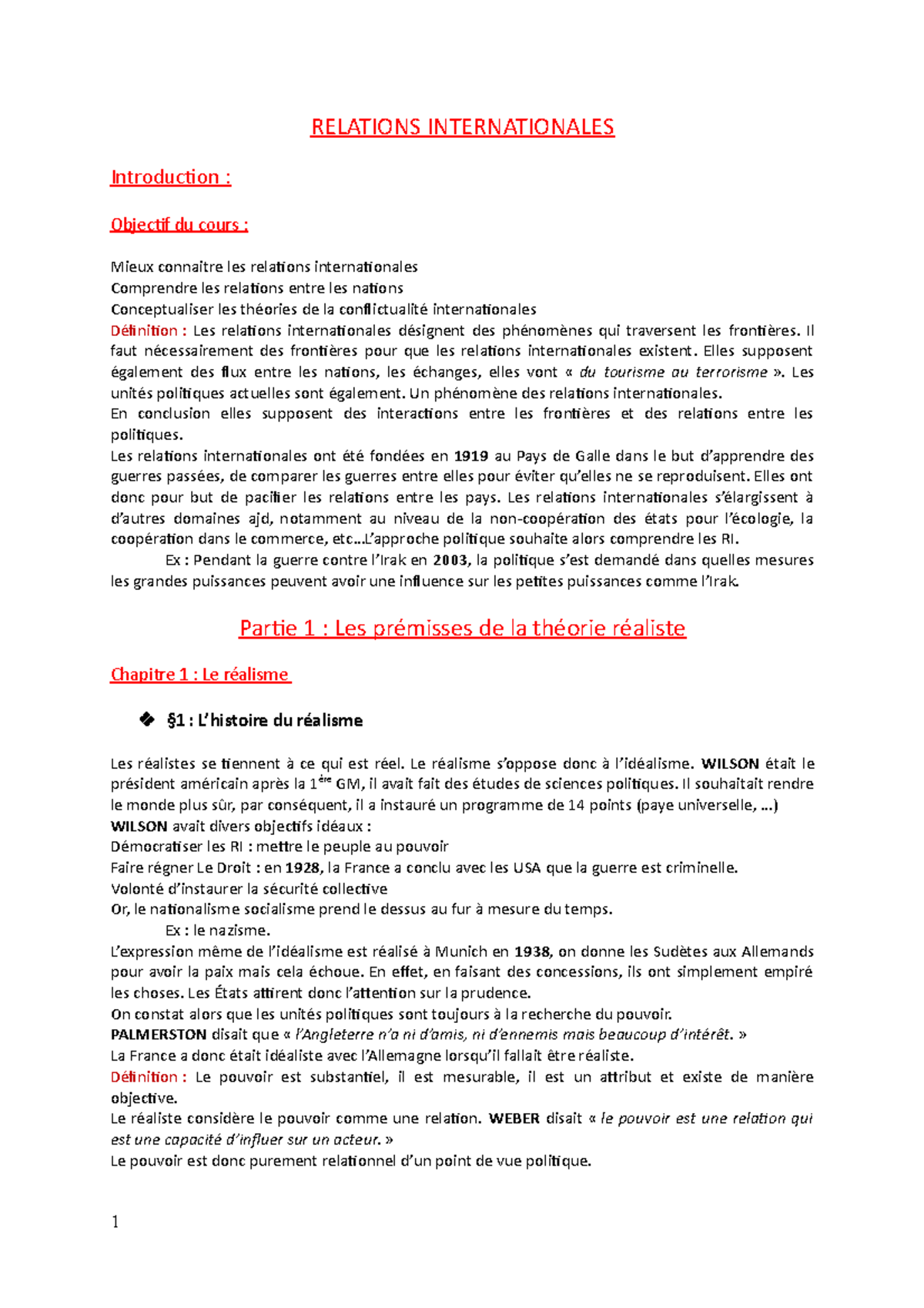 CM Relations Internationales - RELATIONS INTERNATIONALES Introduction ...