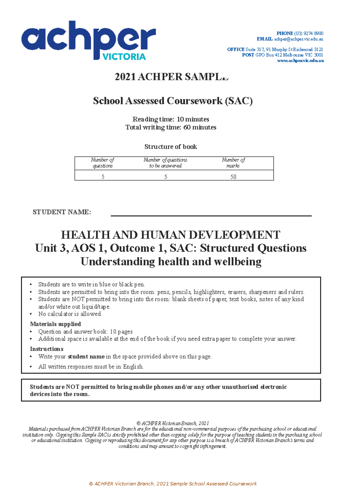 1 2021 HHD U3 AOS1 Structured Questions Questions Final - 2021 ACHPER ...