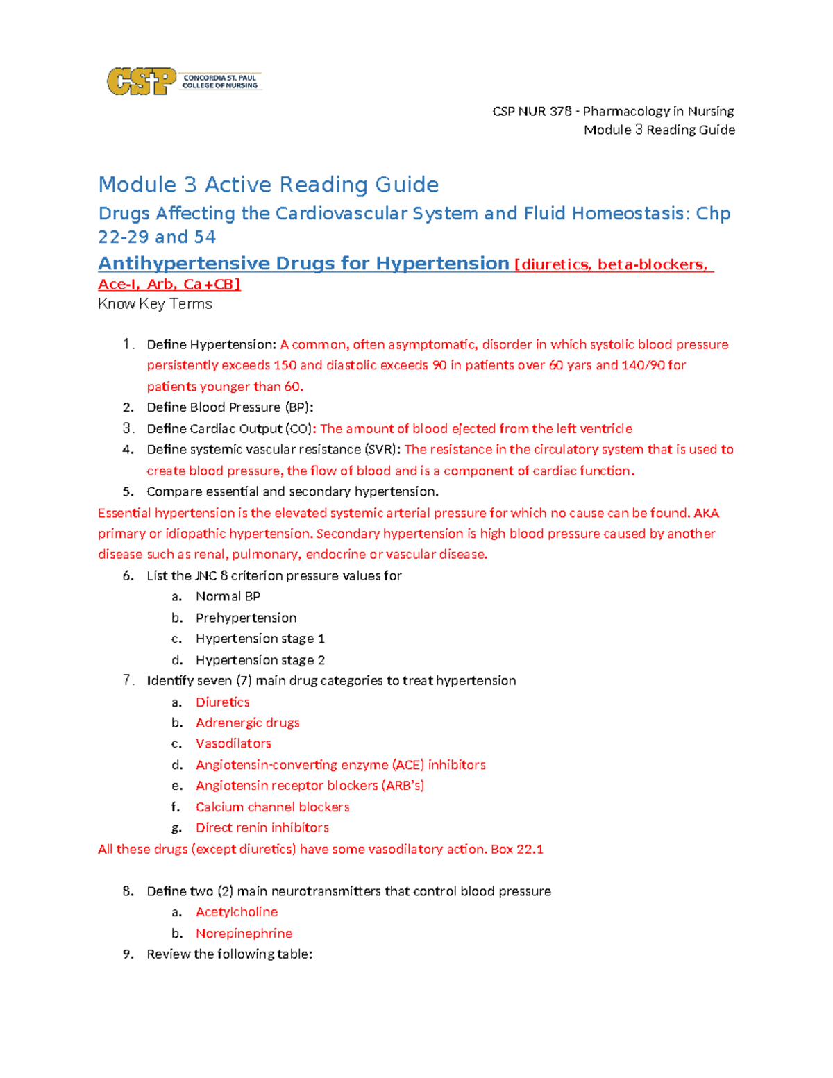 Pharm Week 3 Reading guide - Module 3 Reading Guide Module 3 Active ...
