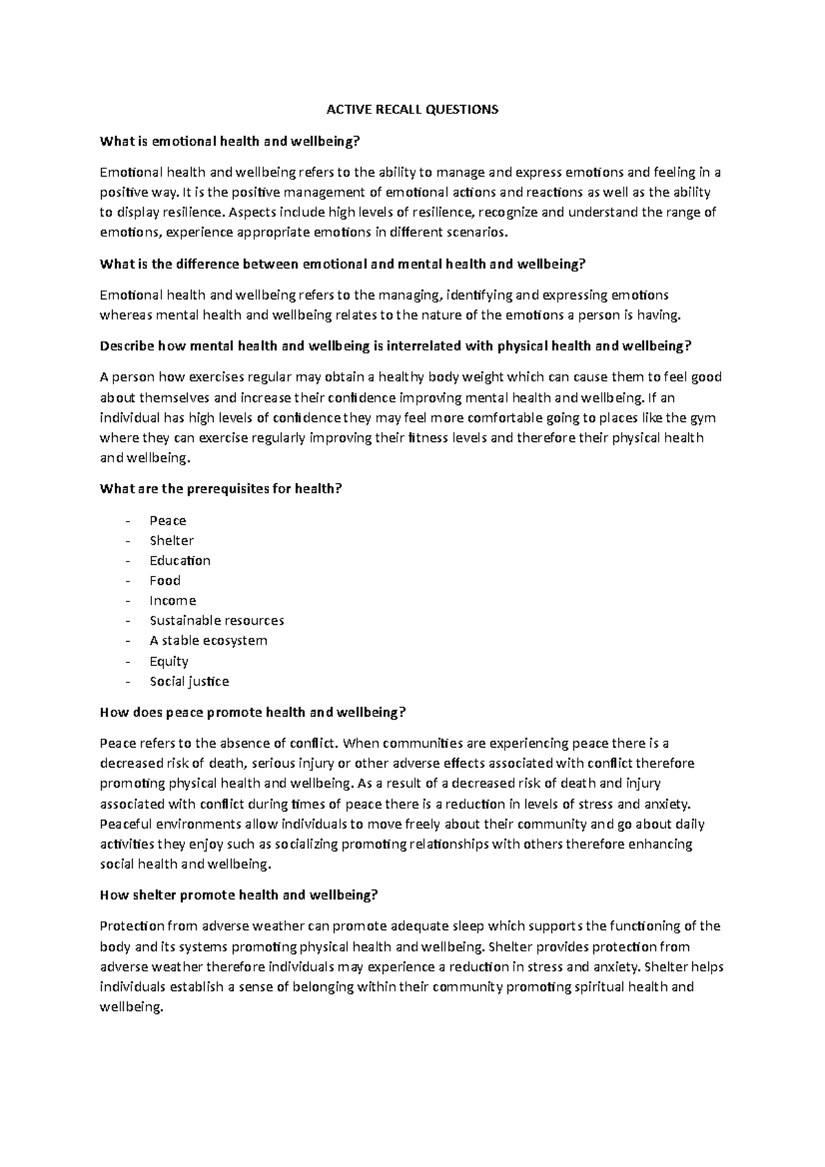 Active recall C1 - C4 - SCIENCE - ACTIVE RECALL QUESTIONS What is ...