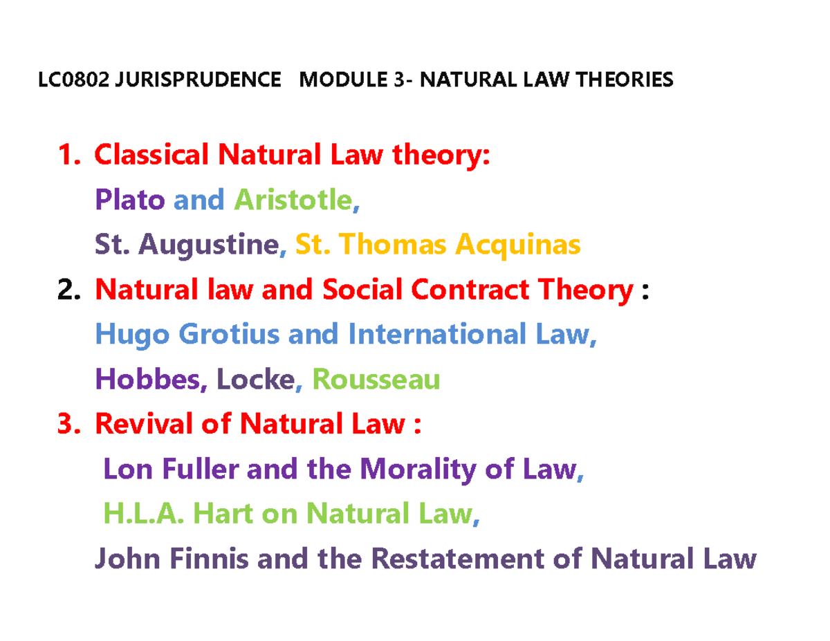 JURI MOD 3 Natural LAW Theories - Jurisprudence - LC0802 JURISPRUDENCE ...
