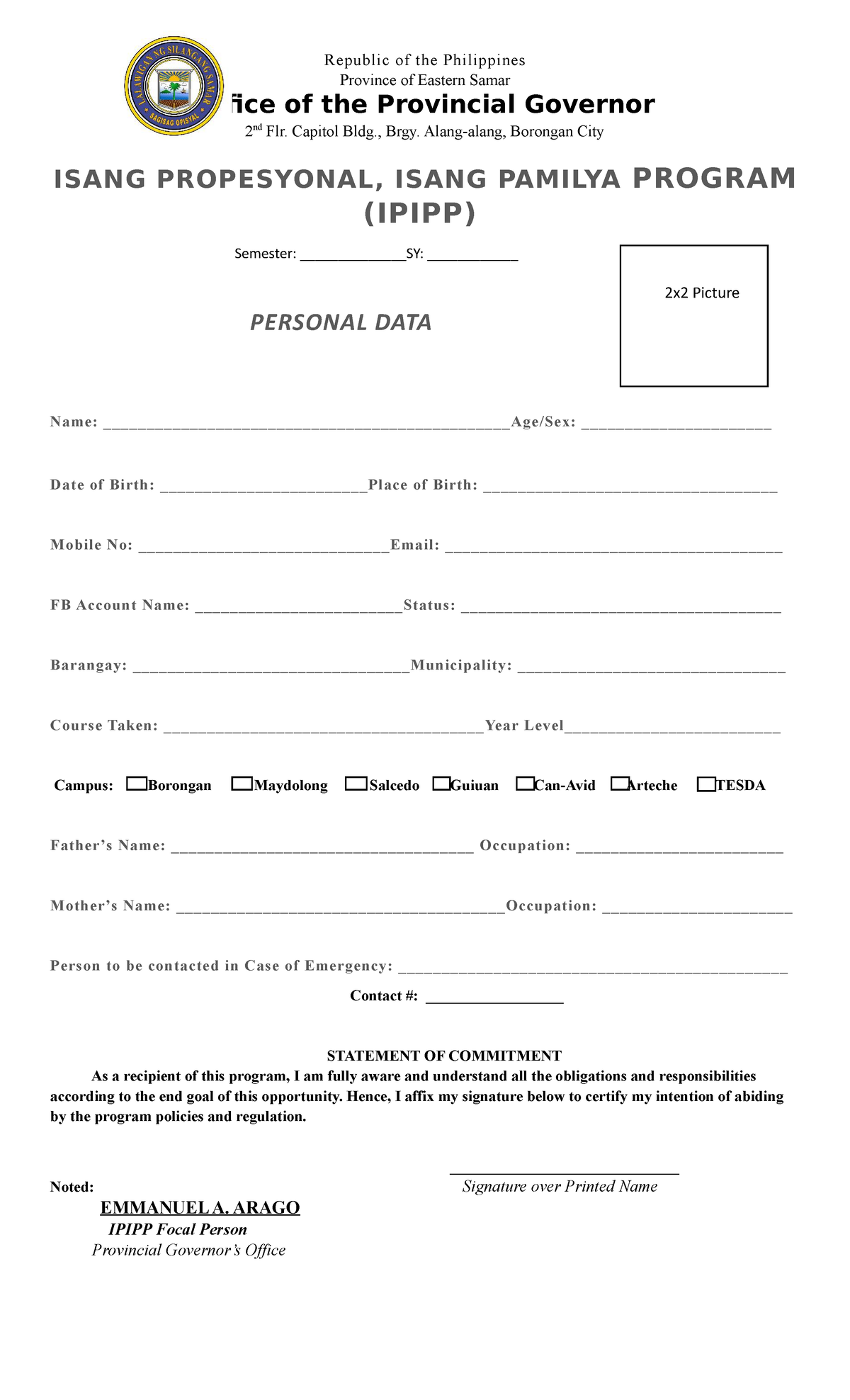 Isang Pamilya Isang Propesyonal - Republic of the Philippines Province ...