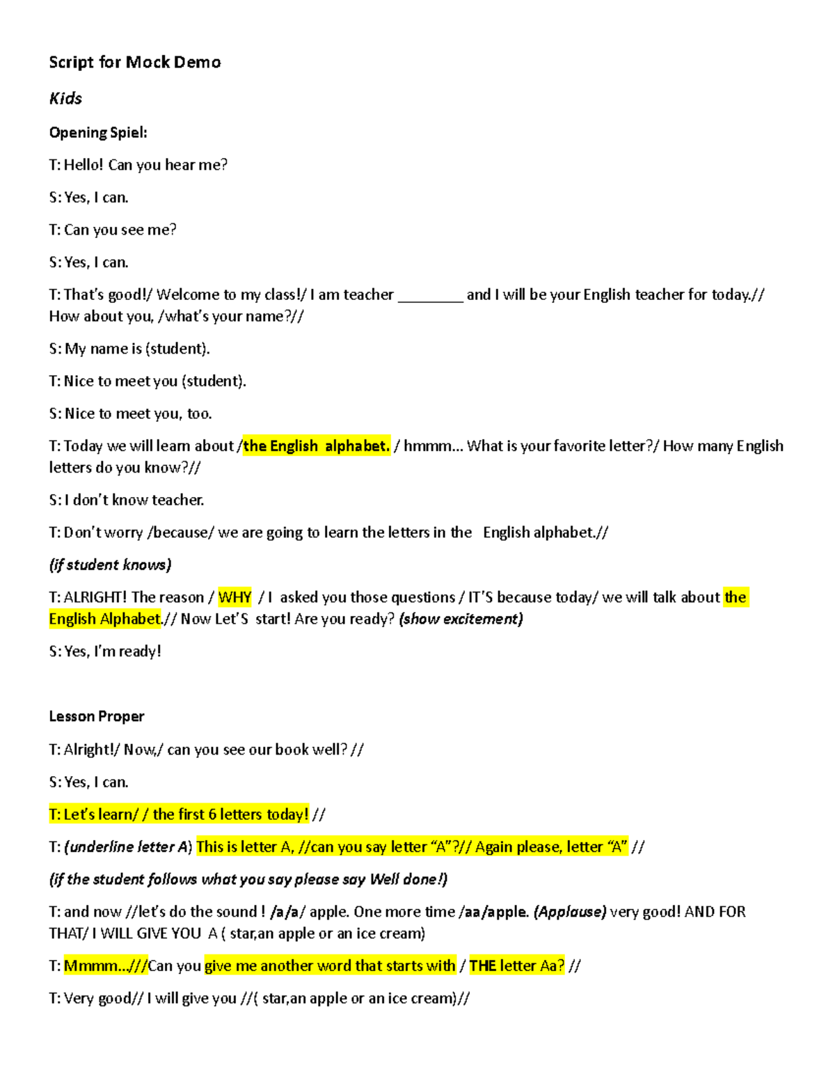 Tokie Sample Script - Thank - Script for Mock Demo Kids Opening Spiel ...