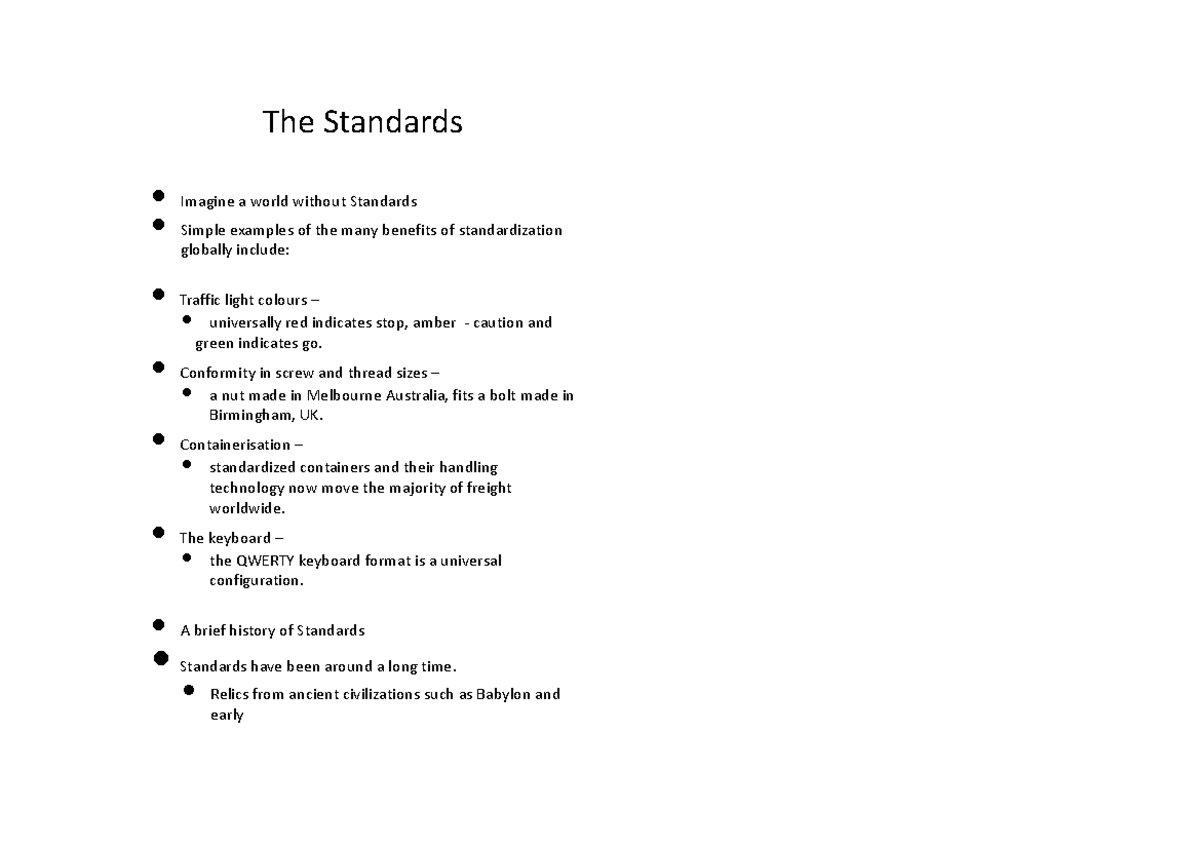 The Standards s2010 hout - The Standards y Imagine a world without ...