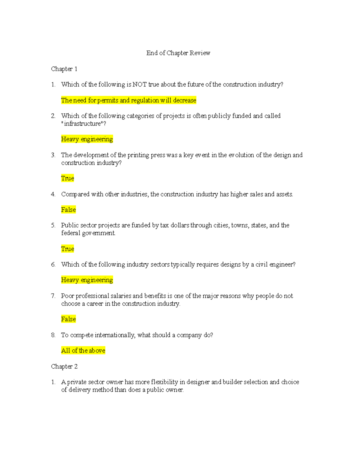 End of Chapter Review - End of Chapter Review Chapter 1 Which of the ...