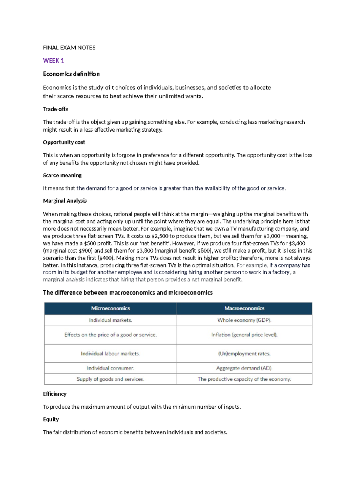 Final Exam Notes For Lecture Week 1 12 Final Exam Notes Week 1