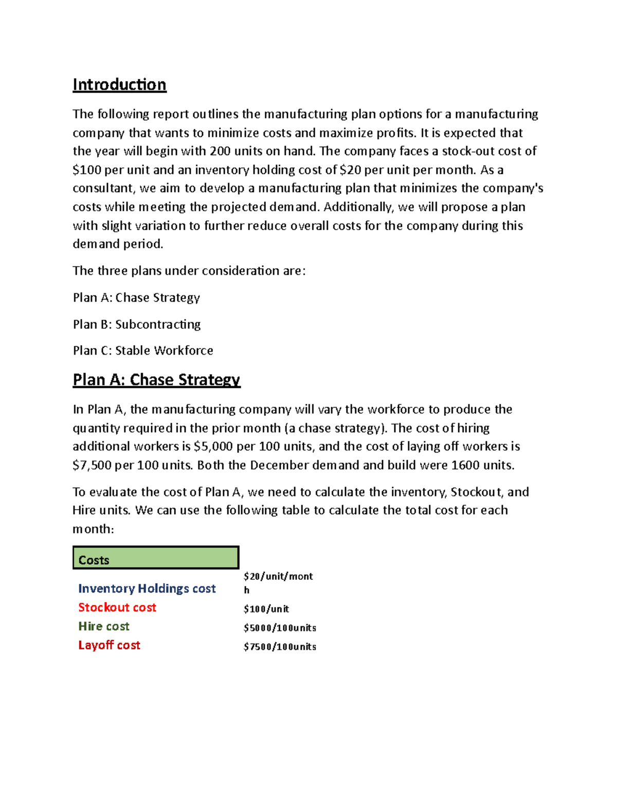 Document 42 assignment - Introduction The following report outlines the ...