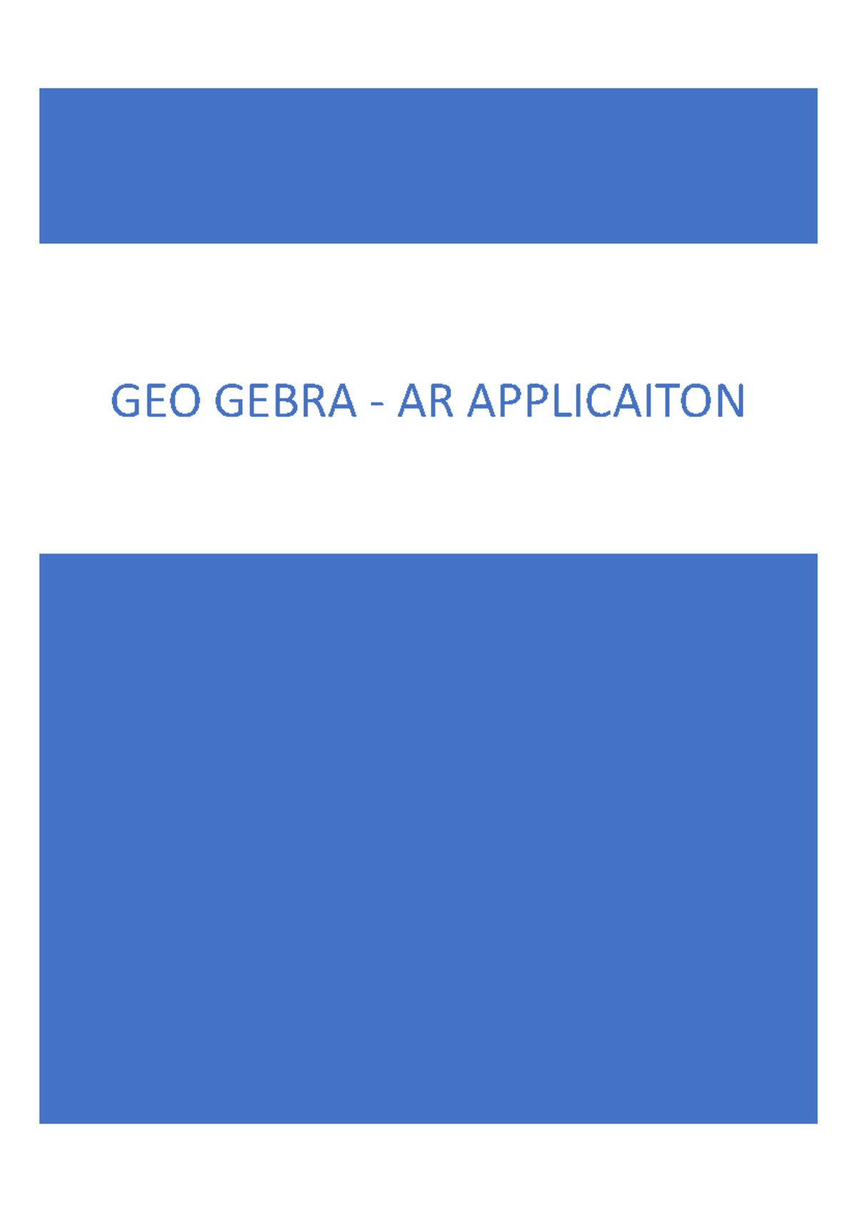 Geo Gebra - Practical Notes - GEO GEBRA - AR APPLICAITON Contents - Studocu