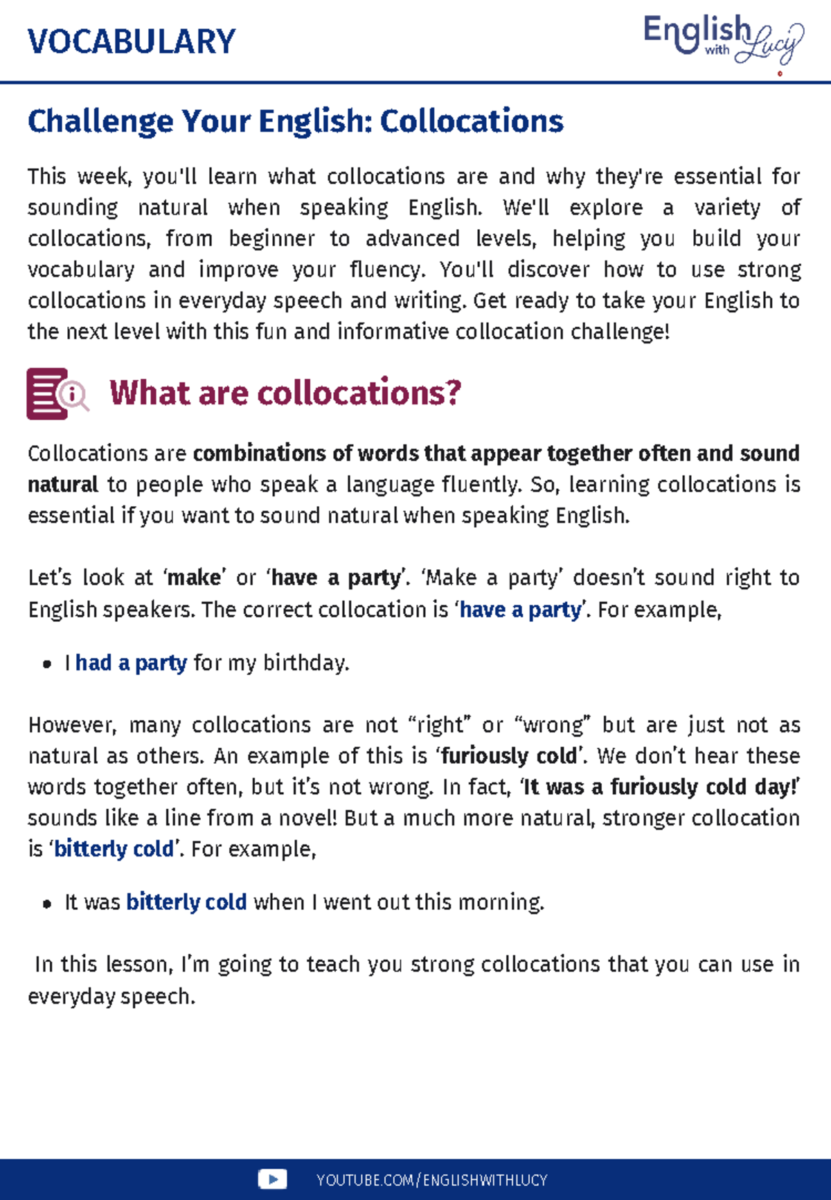 151. Challenge Your English Collocations - Collocations are combinations of words that appear ...