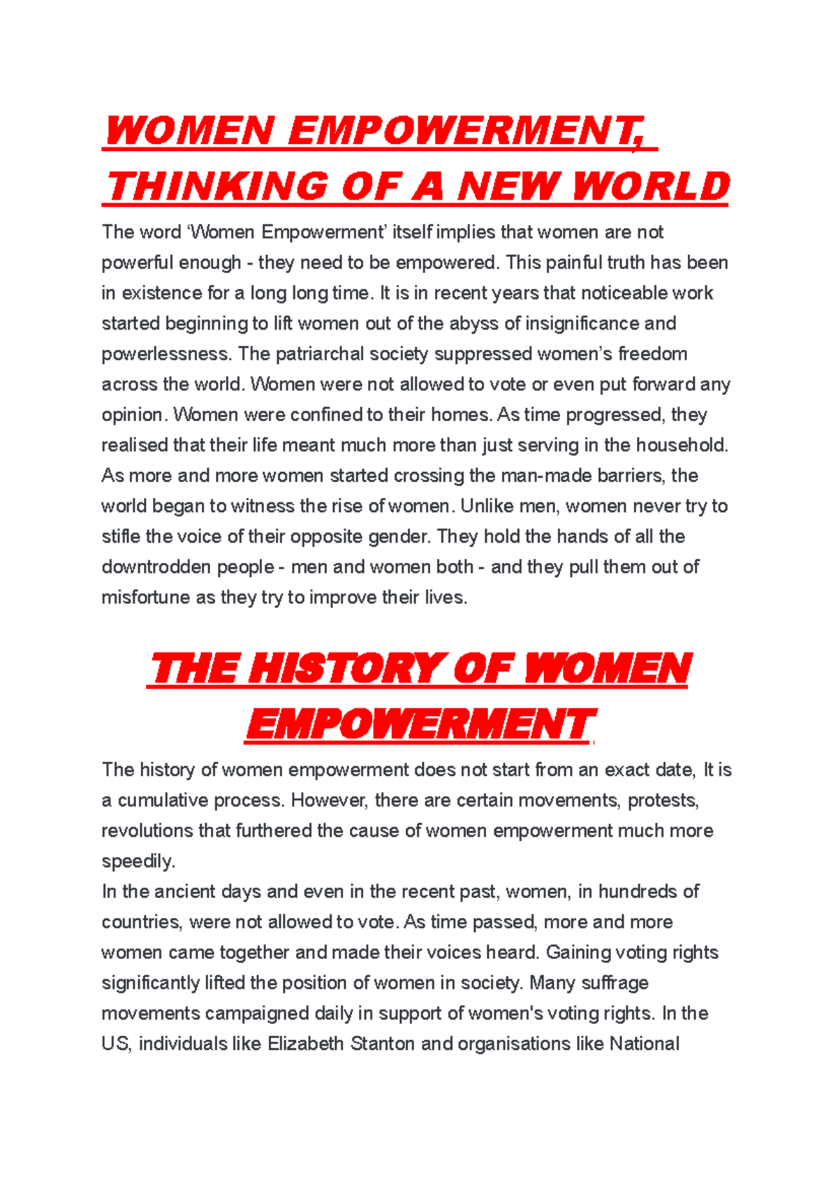 Women Empowerment - new material - WOMEN EMPOWERMENT, THINKING OF A NEW ...