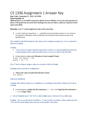 22F CS 1336 Assignment 1 - CS 1336 Assignment 1 Due: Friday, September 9th, 2021, 11:59 PM ...