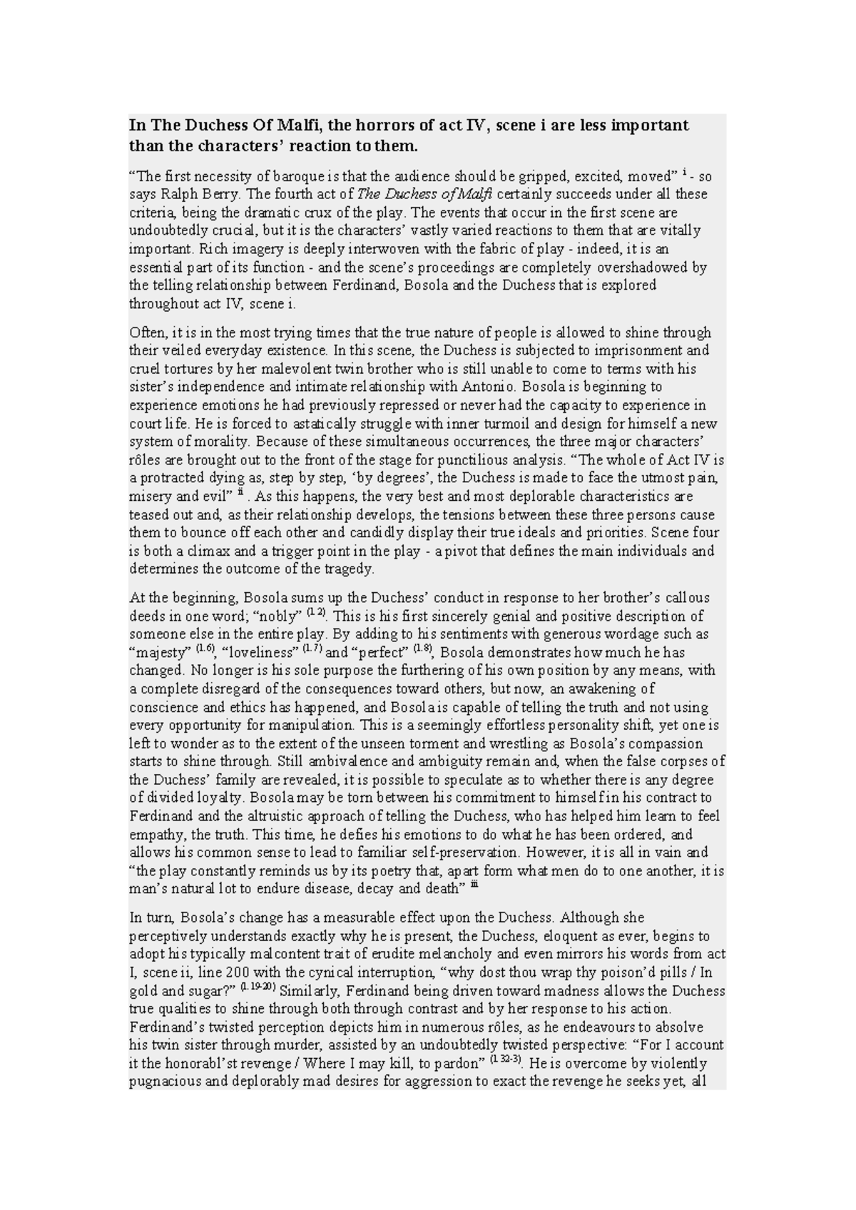 Notes act 4 - duchess of malfi - In The Duchess Of Malfi, the horrors ...