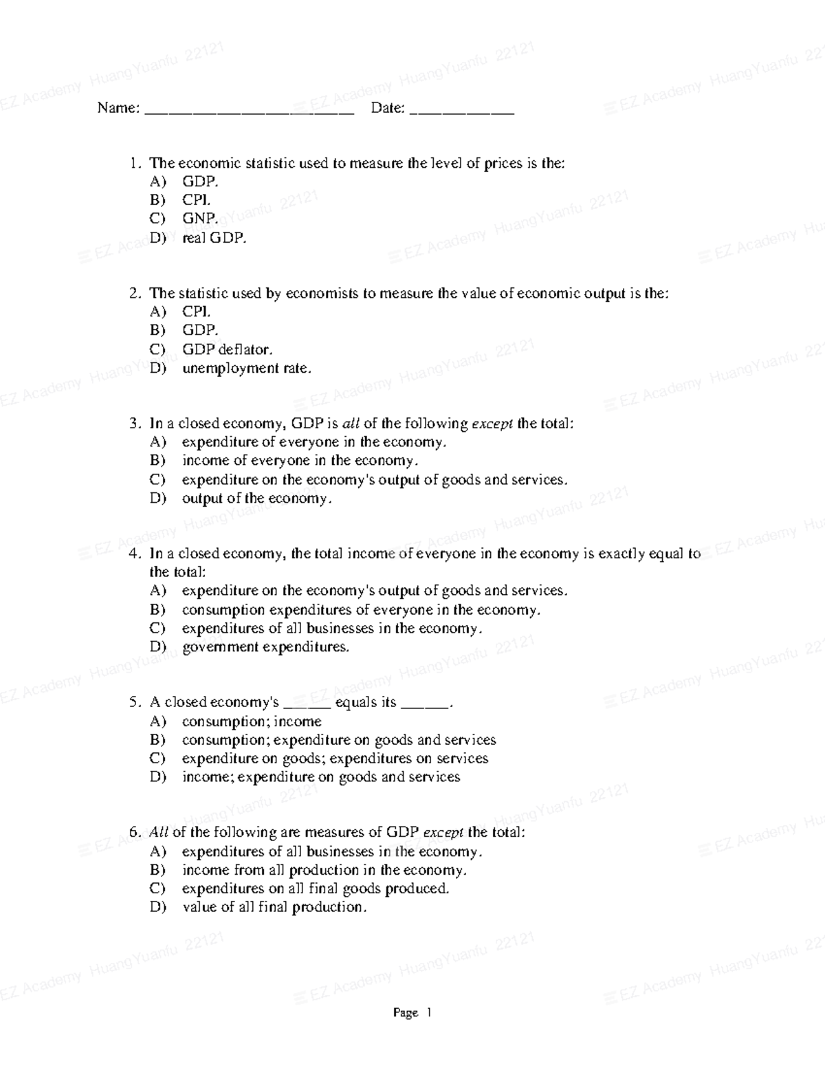 Chapter 2 - practice questions - Name: __________________________ Date ...