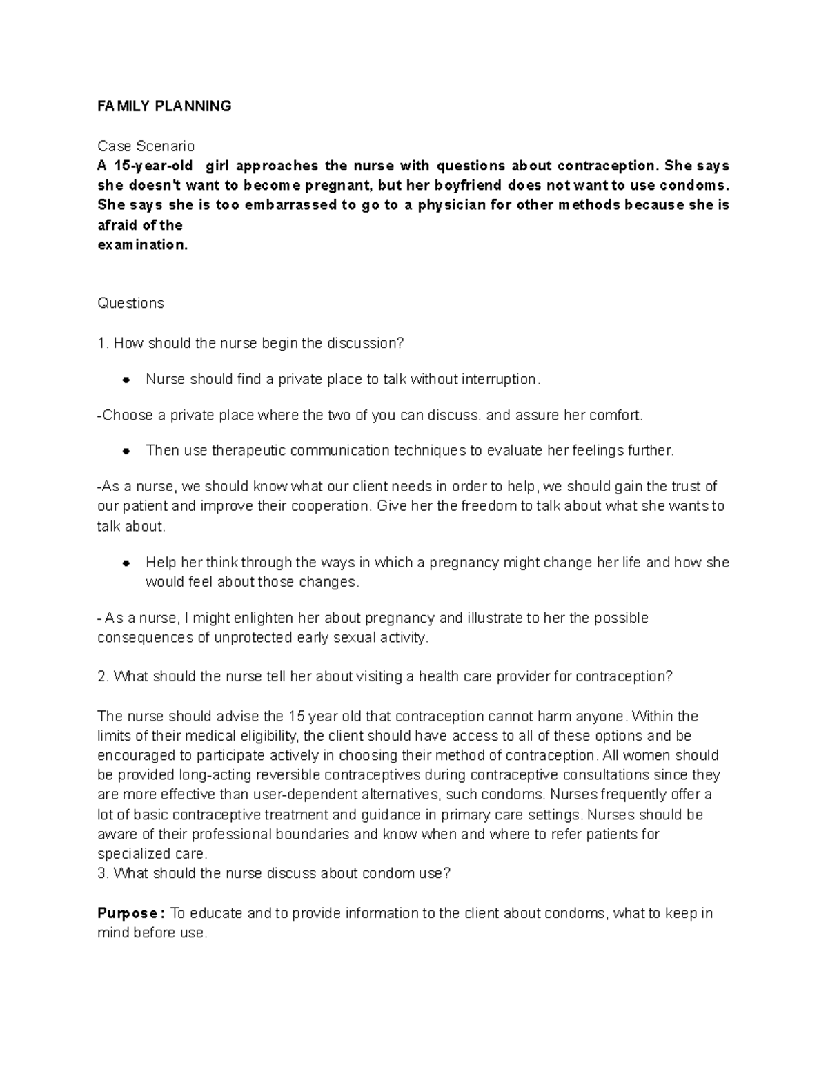 Case Study Prenatal Care, Family Planning - FAMILY PLANNING Case ...