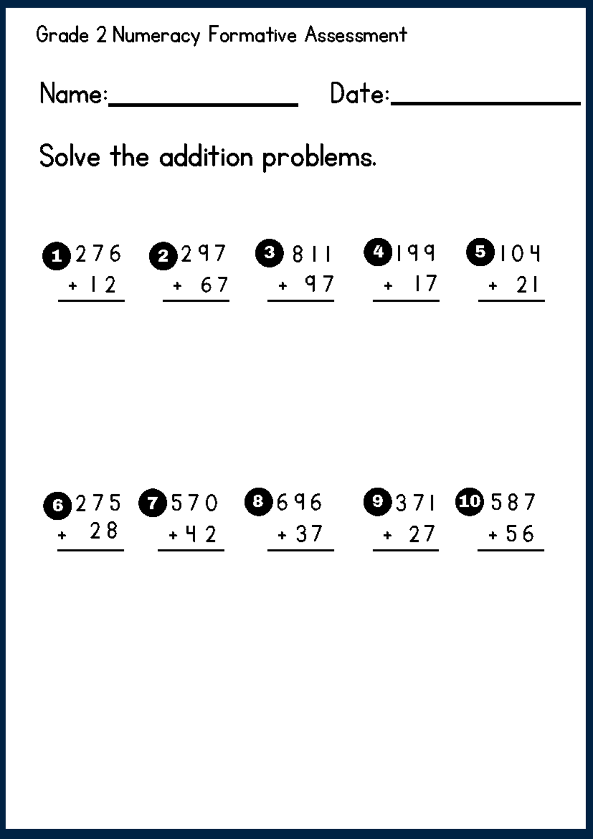 BEED 2-A Formative Assessment - Solve the addition problems ...