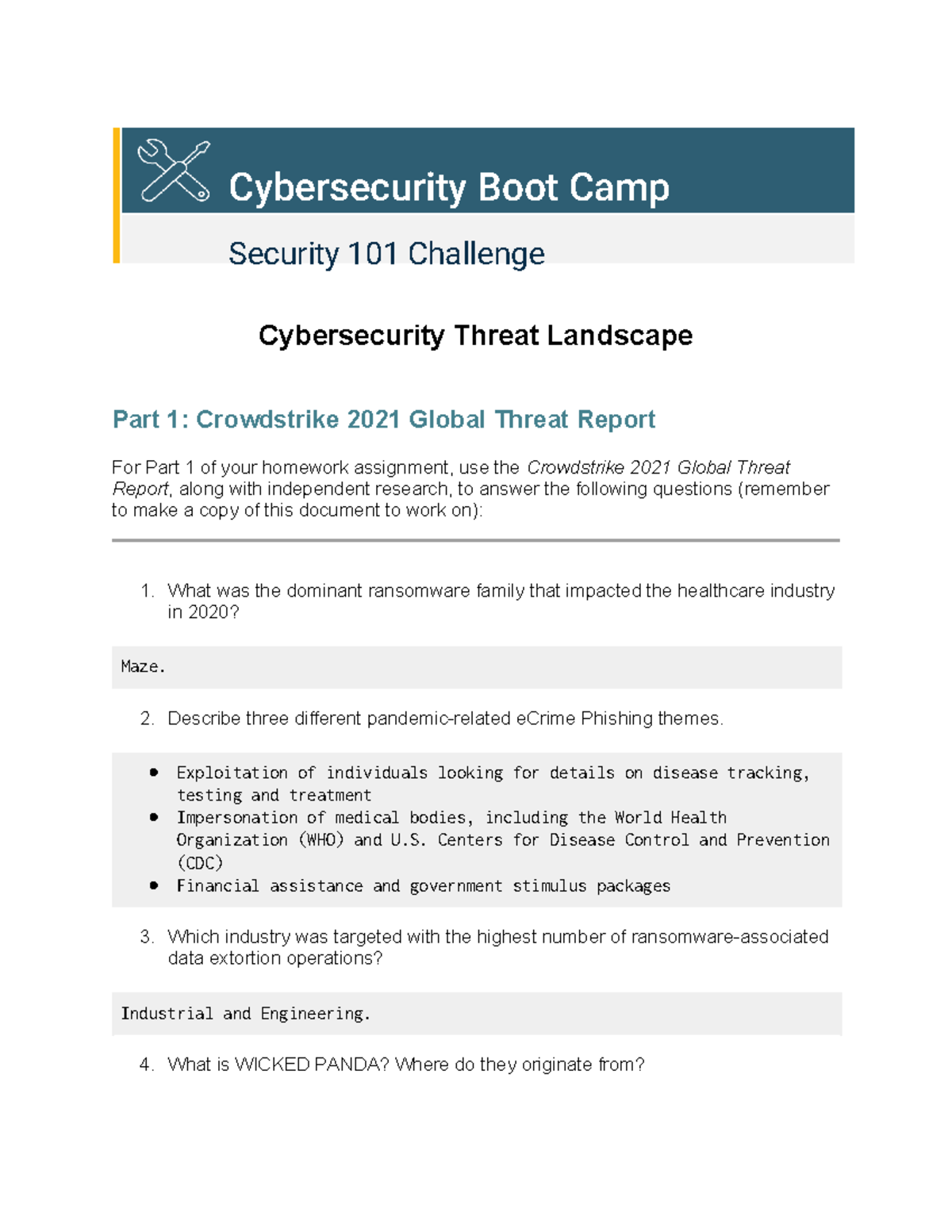 Man Security 101 Challenge 1 - Cybersecurity Threat Landscape Part 1 ...