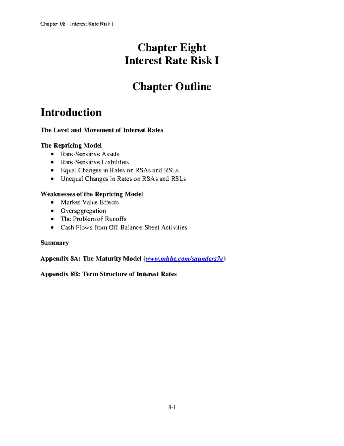 5 6262521990737821905 - Chapter Eight Interest Rate Risk I Chapter ...