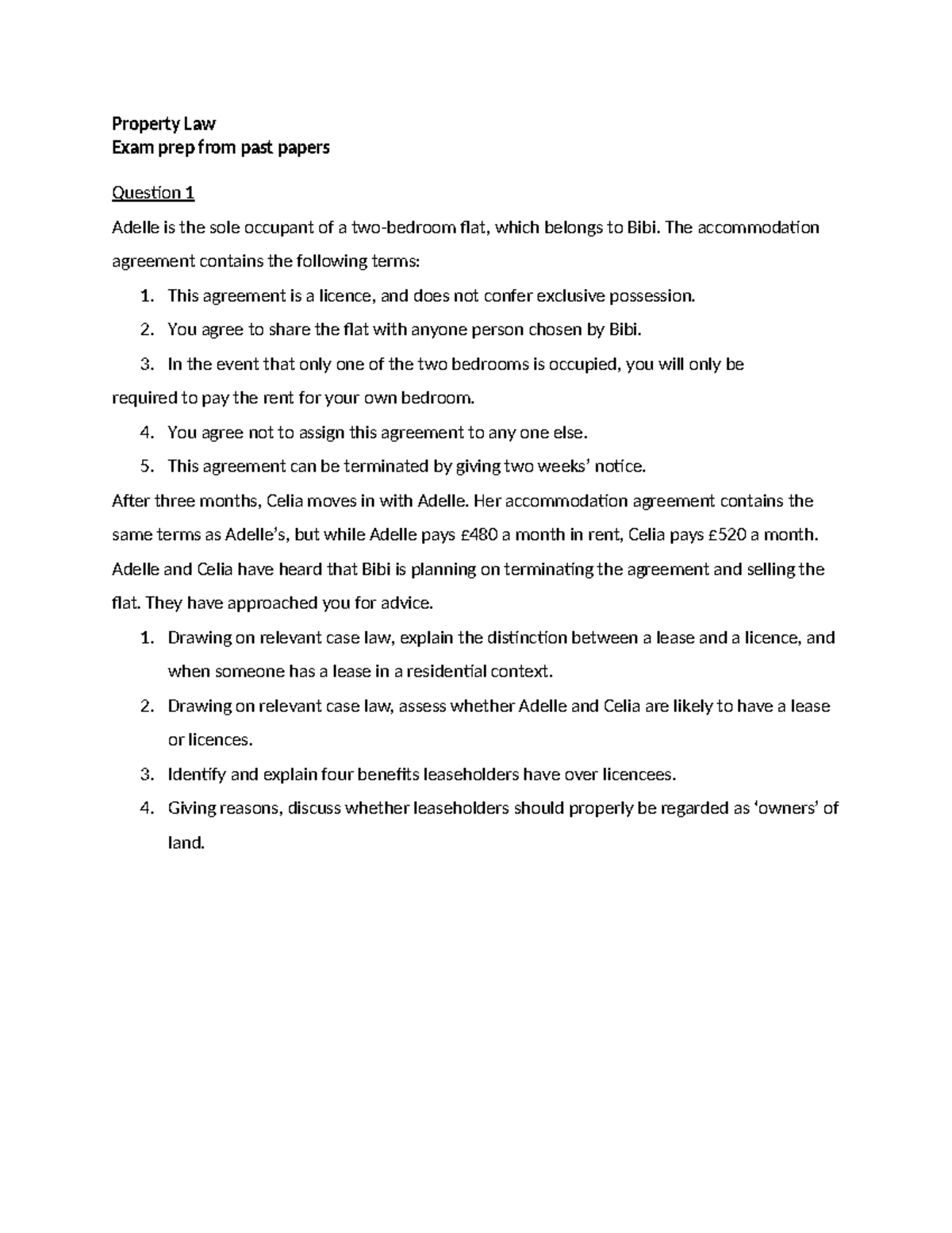 Property Exam prep - Practice exam questions - Property Law Exam prep ...