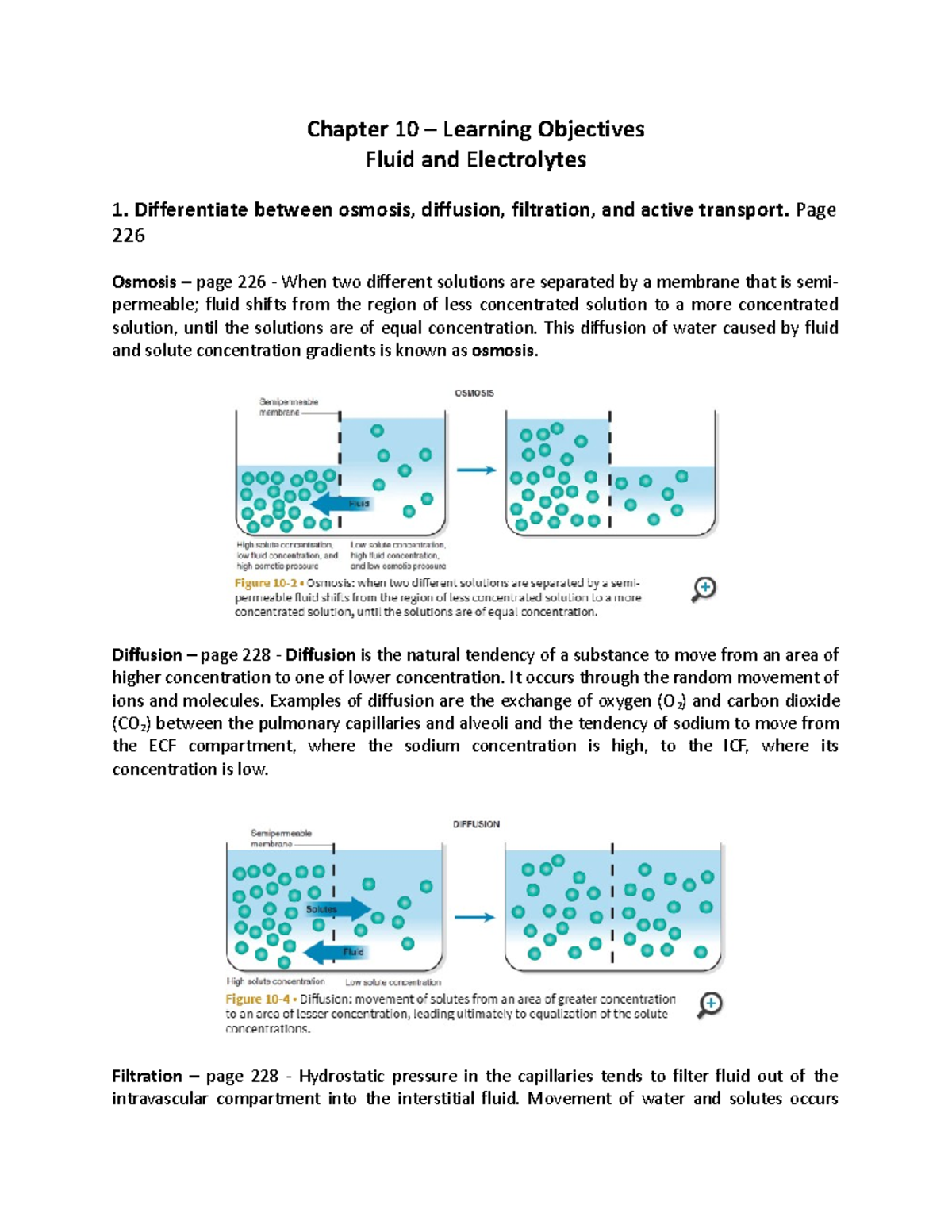 Chapter 10 - Learning Objectives - Fluid and Electrolytes ...