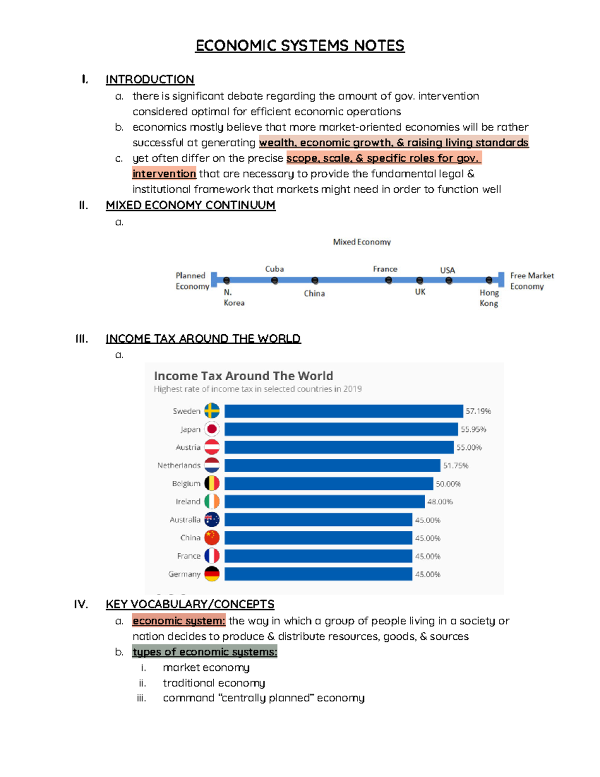 4. Economic Systems Notes - ECONOMIC SYSTEMS NOTES I. INTRODUCTION a ...