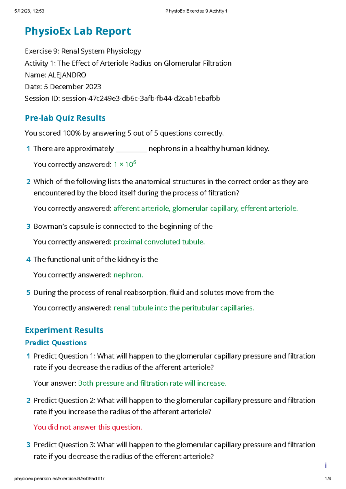 Physio Ex Exercise 9 Activity 1 - PhysioEx Lab Report Exercise 9 ...