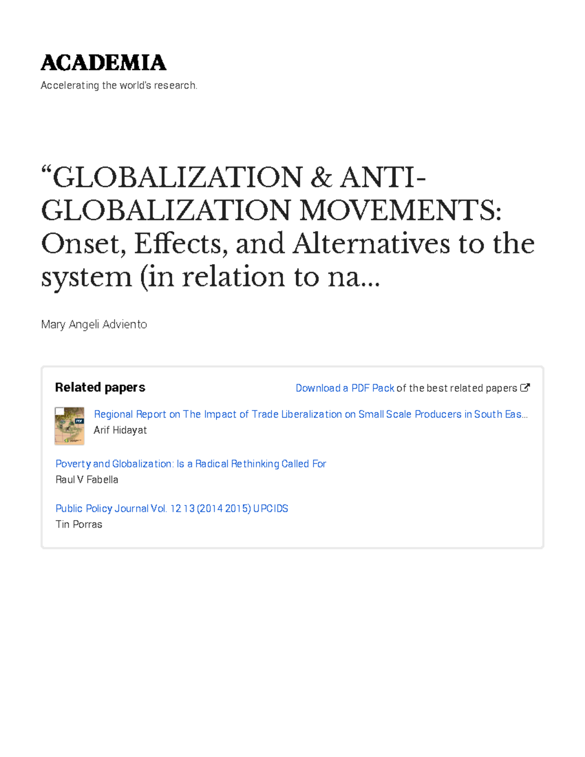 Globalization ANTI- Globalization Movements-with-cover-page-v2 ...