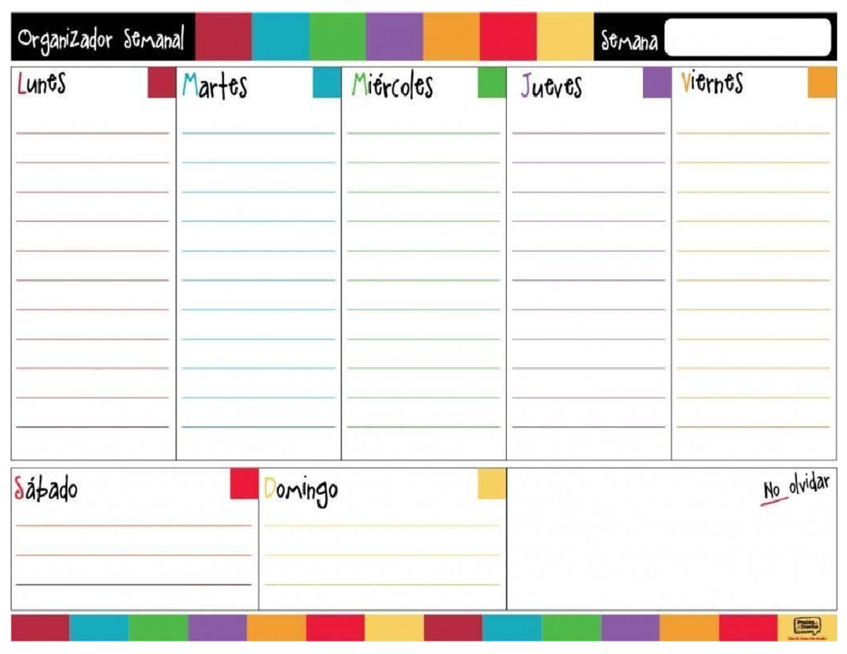Organizador semanal - Organización y Métodos - Studocu