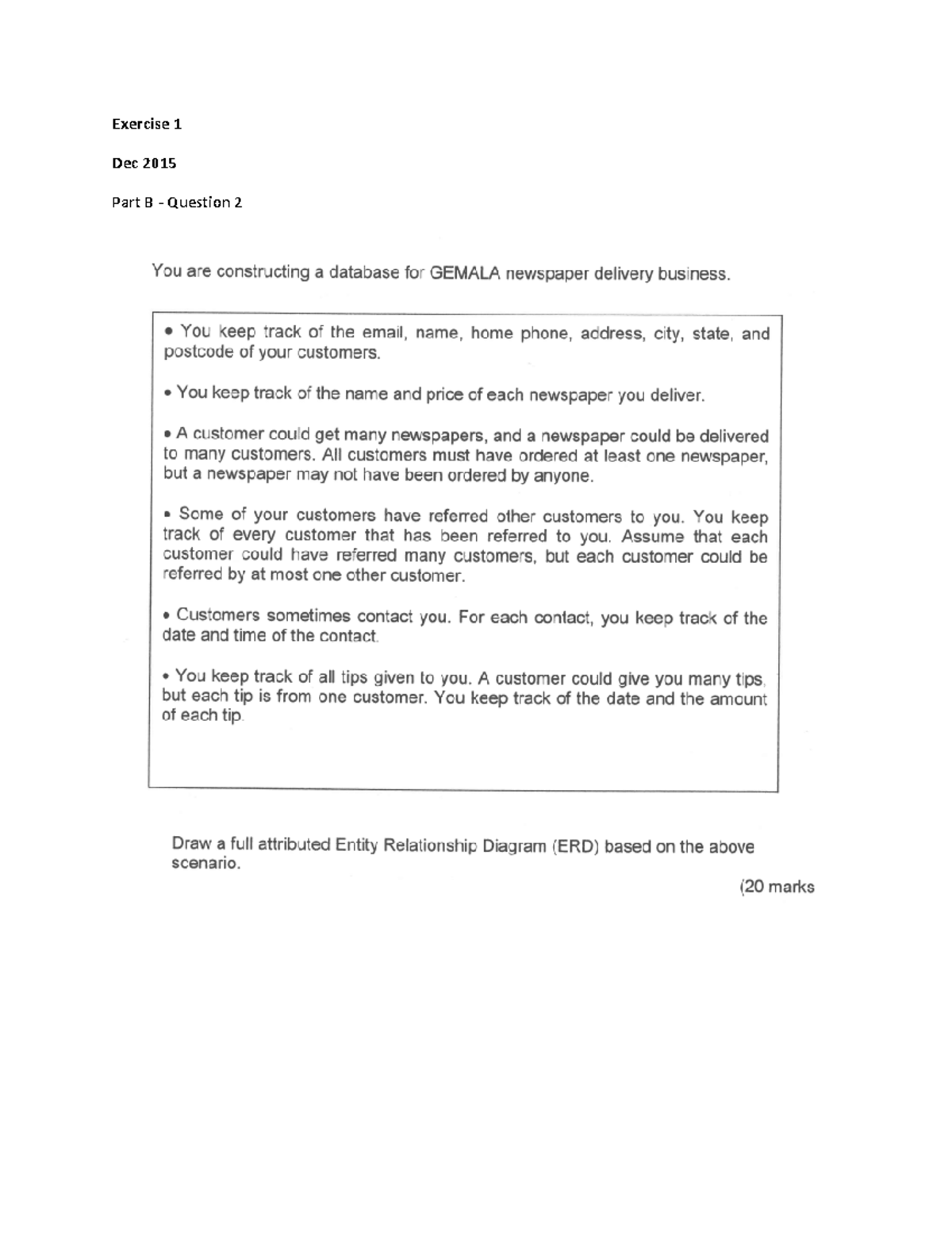 ERD Exercise Answer Part1 - Database Design and Development - Exercise ...
