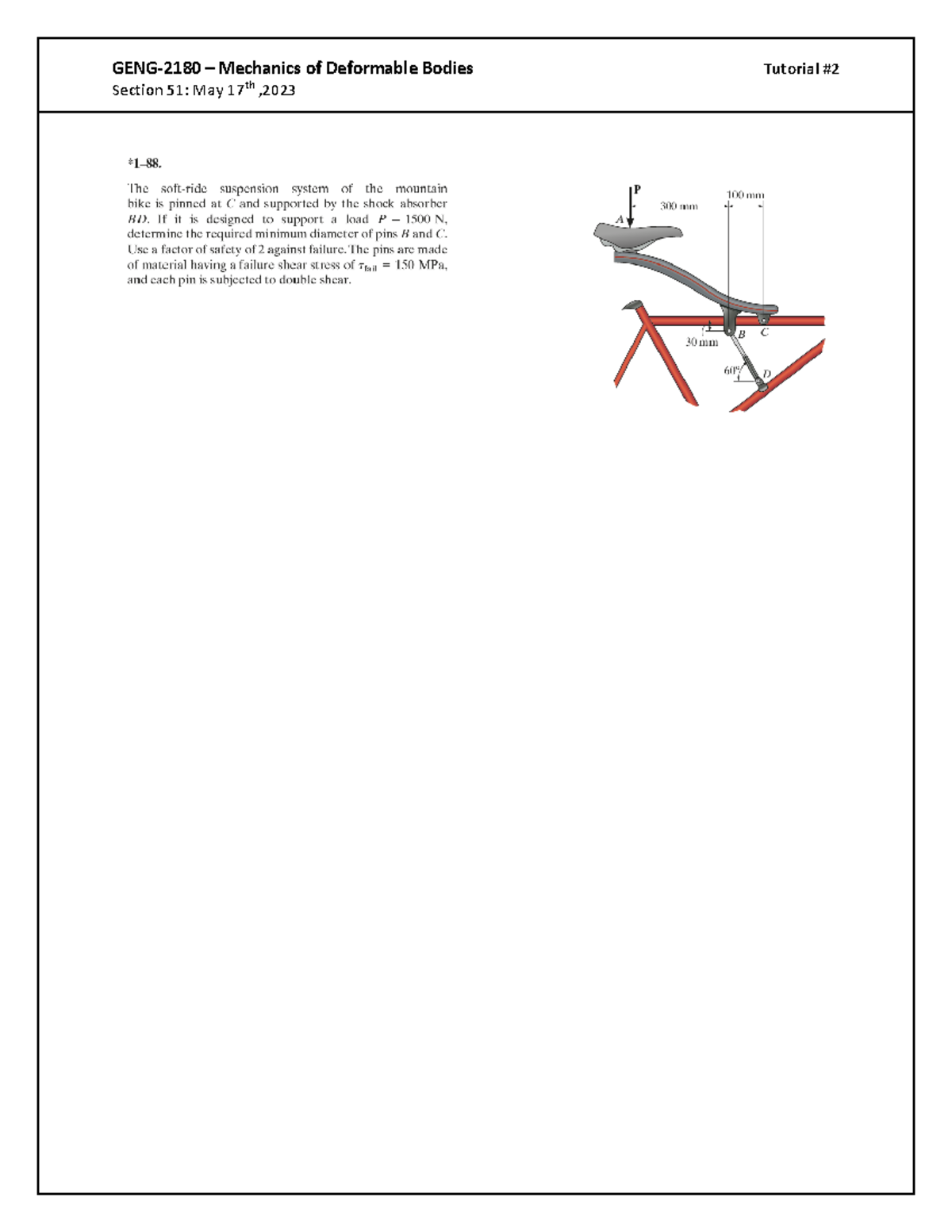 Tutorial 2-Summer 2024 - 85 218 - Section 51: May 1 7 th , Problem 2 ...