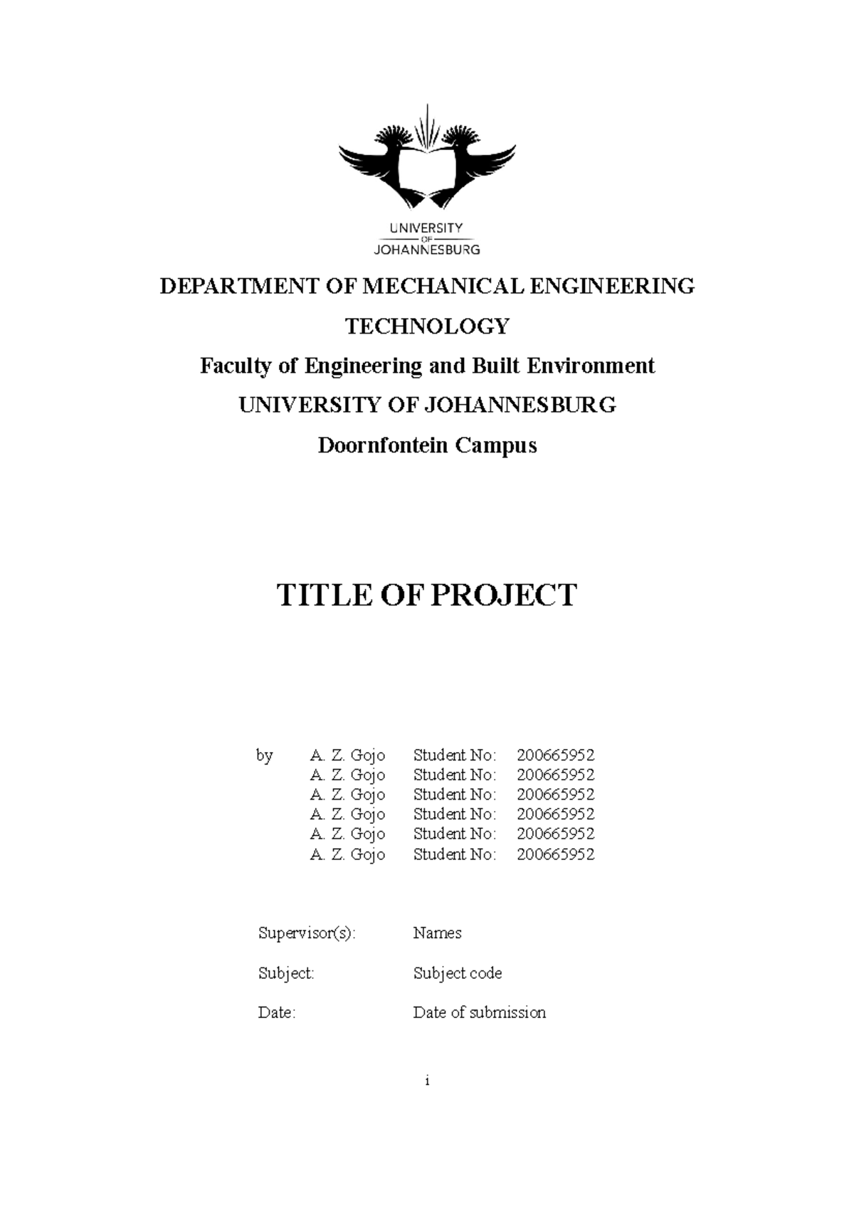 Report template (revised in 2023) - DEPARTMENT OF MECHANICAL ...