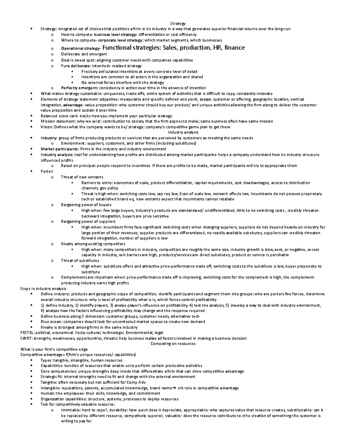 Strategy - Summary Strategic Management - Strategy Strategy: integrated ...