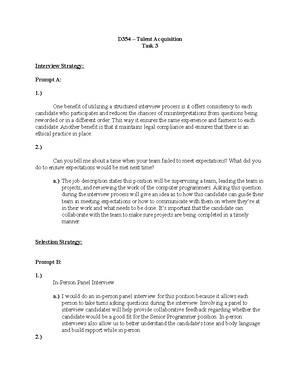 Vemi task 3 - task 2 - VEM1 TASK 3: TALENT MANAGEMENT Shontia Gates A1 ...