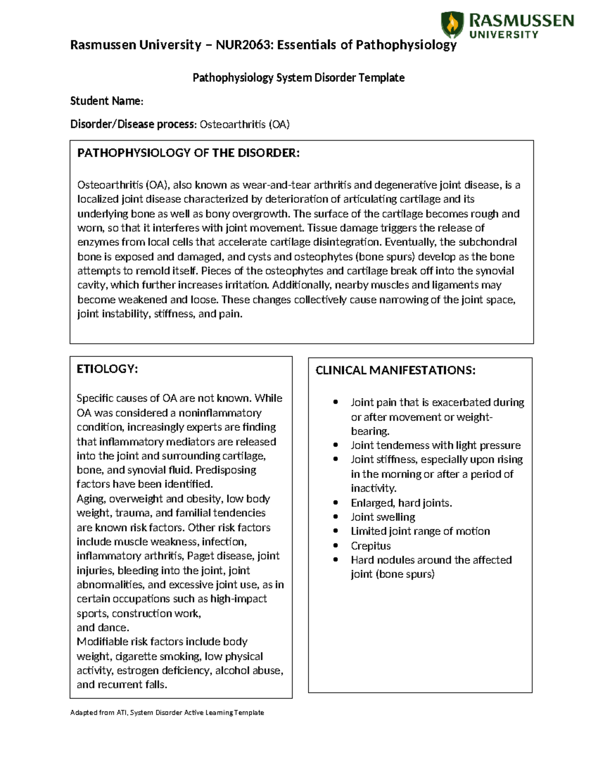Written assignment 3 - module 3 - Rasmussen University – NUR2063 ...
