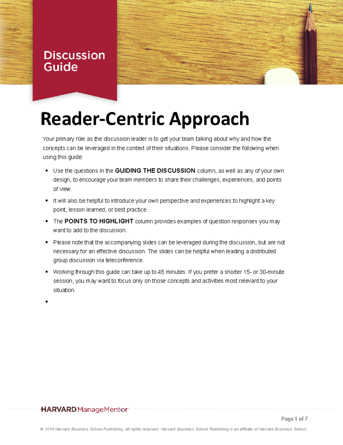 Reader centric approach guide - Reader-Centric Approach Your primary ...