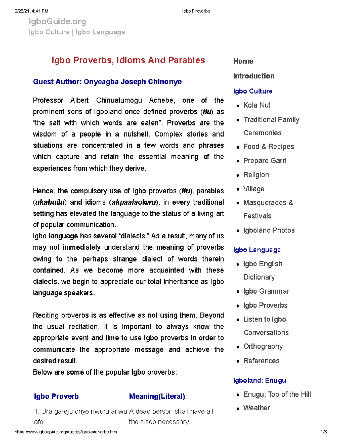 Igbo Proverbs - Proverbs are the wisdom of a people in a nutshell ...