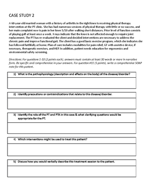 PTA Rubric Final Case Study Presentation - Case Study Presentation ...