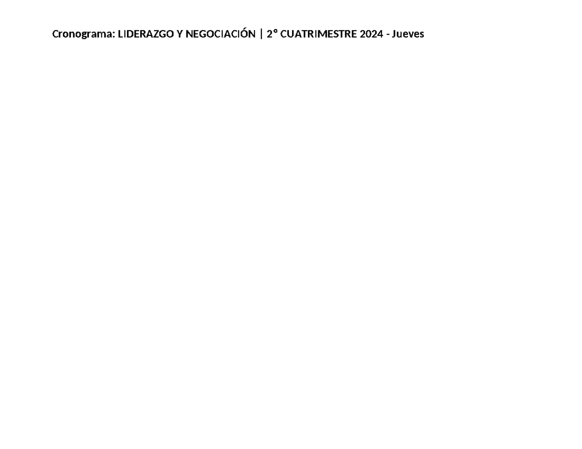 Cronograma Liderazgo y Negociacion - Jueves 2C 2024 - Cronograma ...