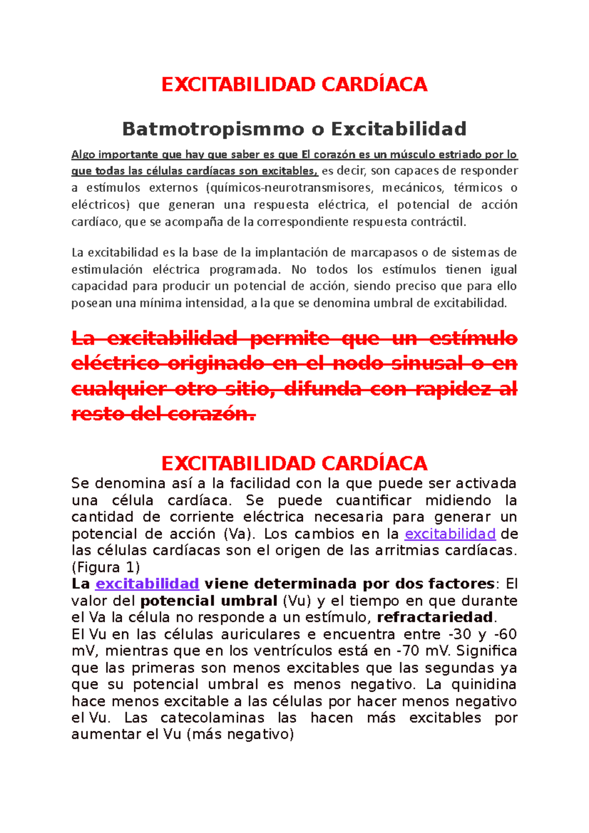Excitabilidad Cardíaca - Fisiología Celular - UASD - Studocu