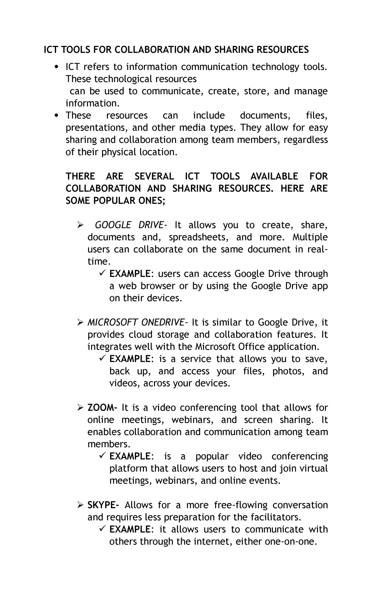 Group 9 - ICT Tools FOR Collaboration AND Sharing Resources - ICT TOOLS ...