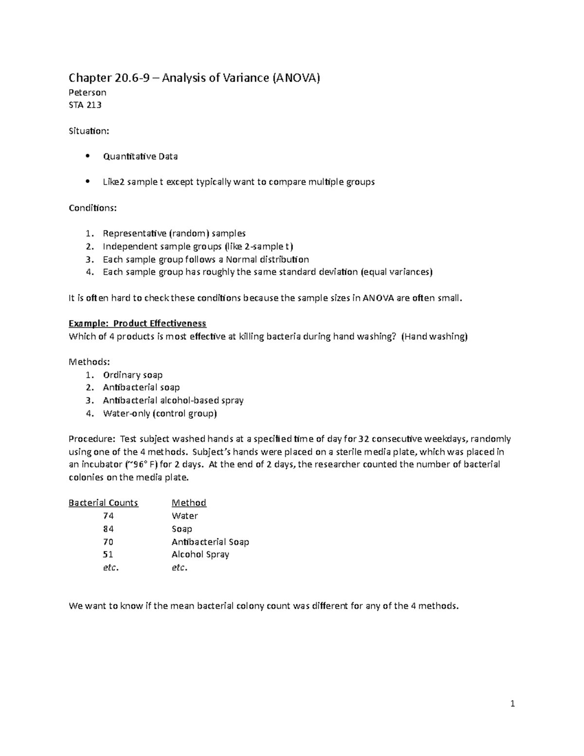 One-way Analysis of Variance ( Anova) - Chapter 20-9 – Analysis of ...