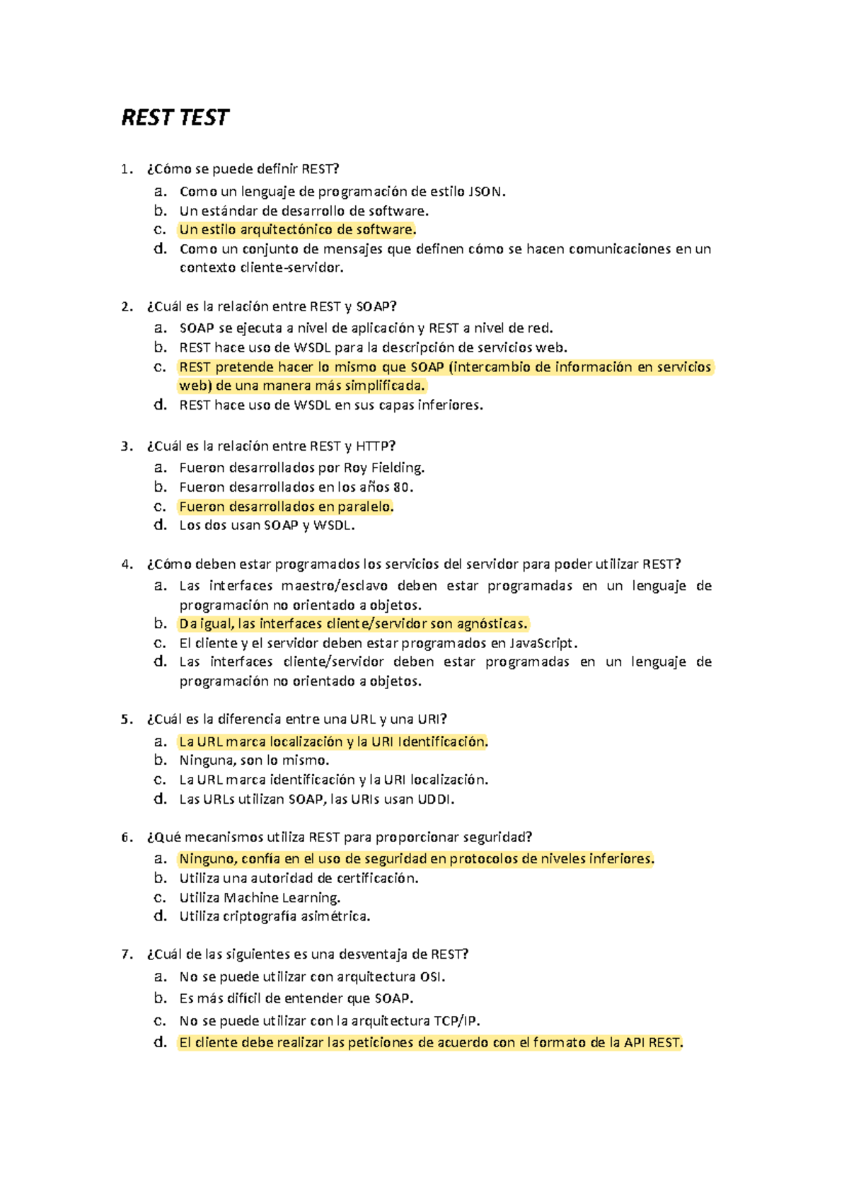 REST TEST - Test de evaluacion continua - REST TEST ¿Cómo se puede ...