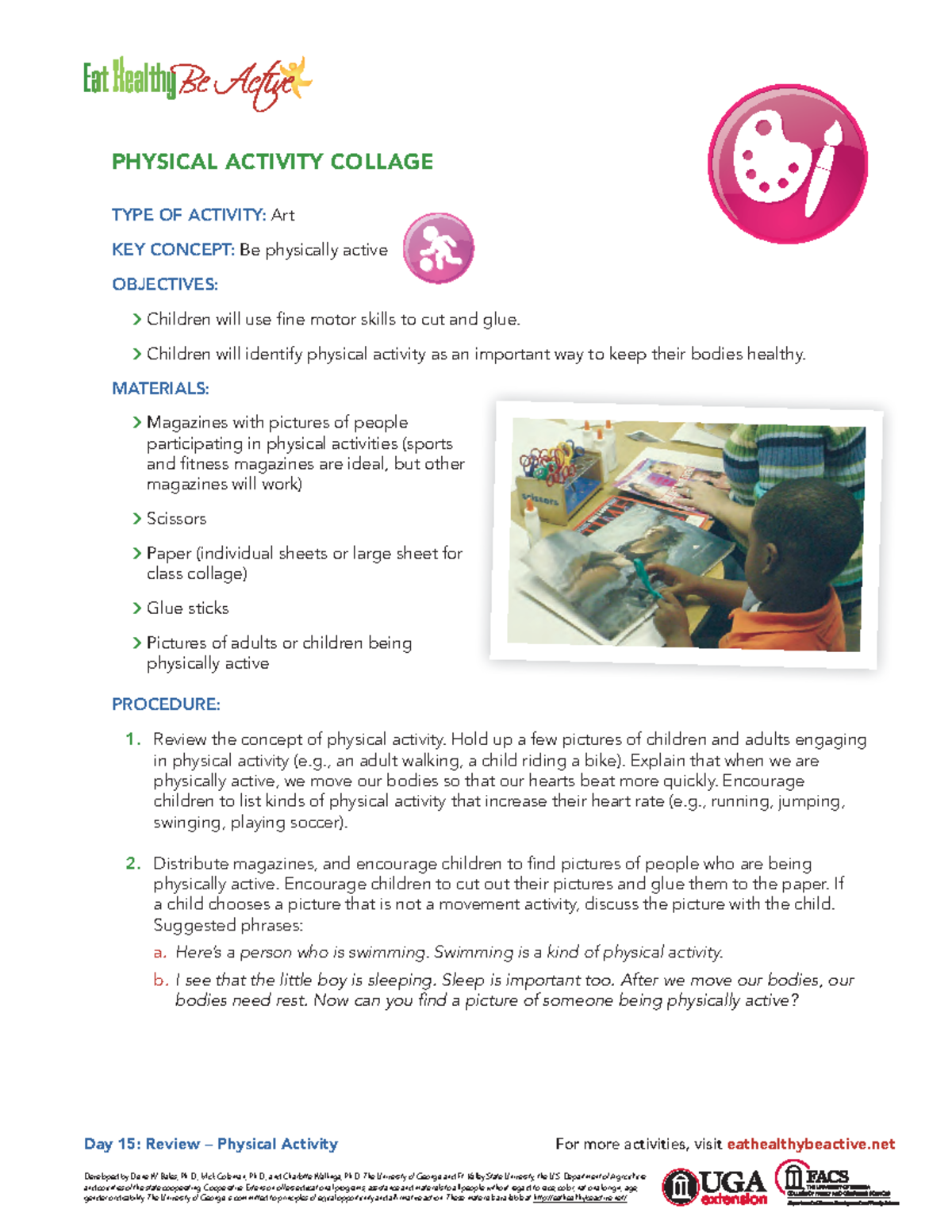 Physical Activity Collage - Developed by Diane W. Bales, Ph., Mick ...