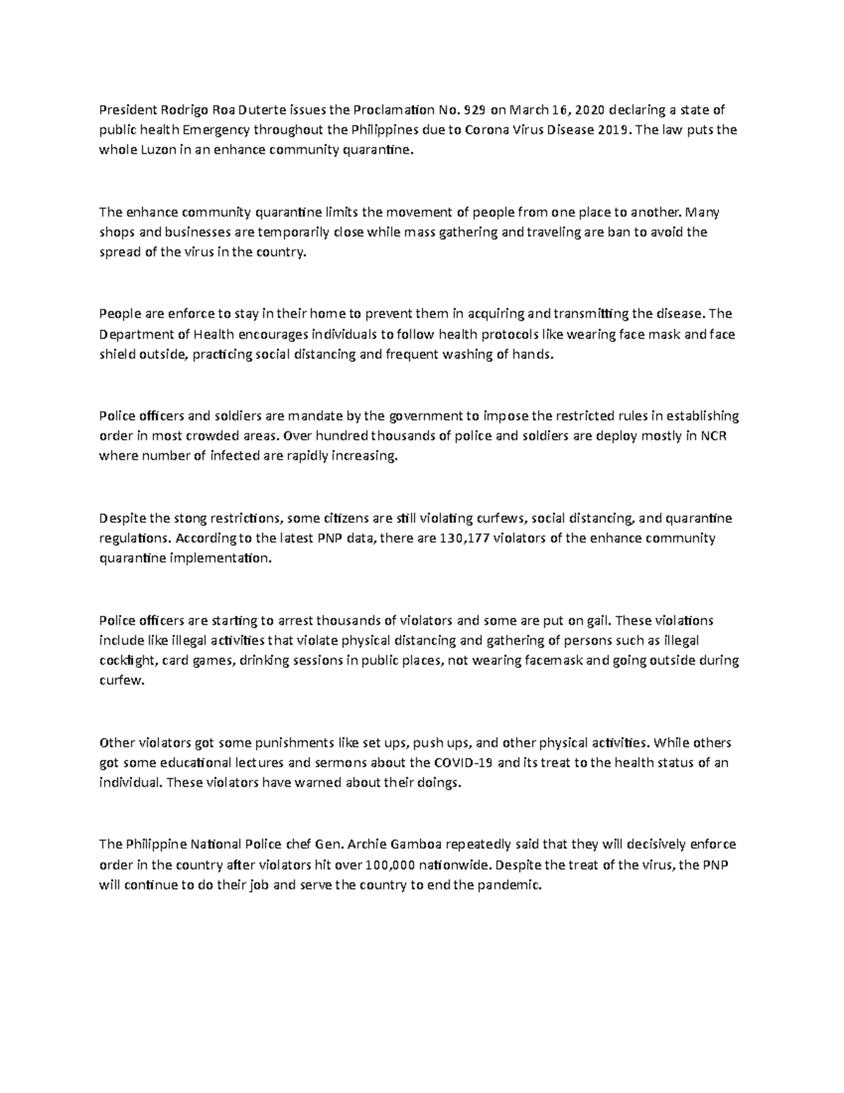 Boom - Lecture notes 3 - President Rodrigo Roa Duterte issues the ...